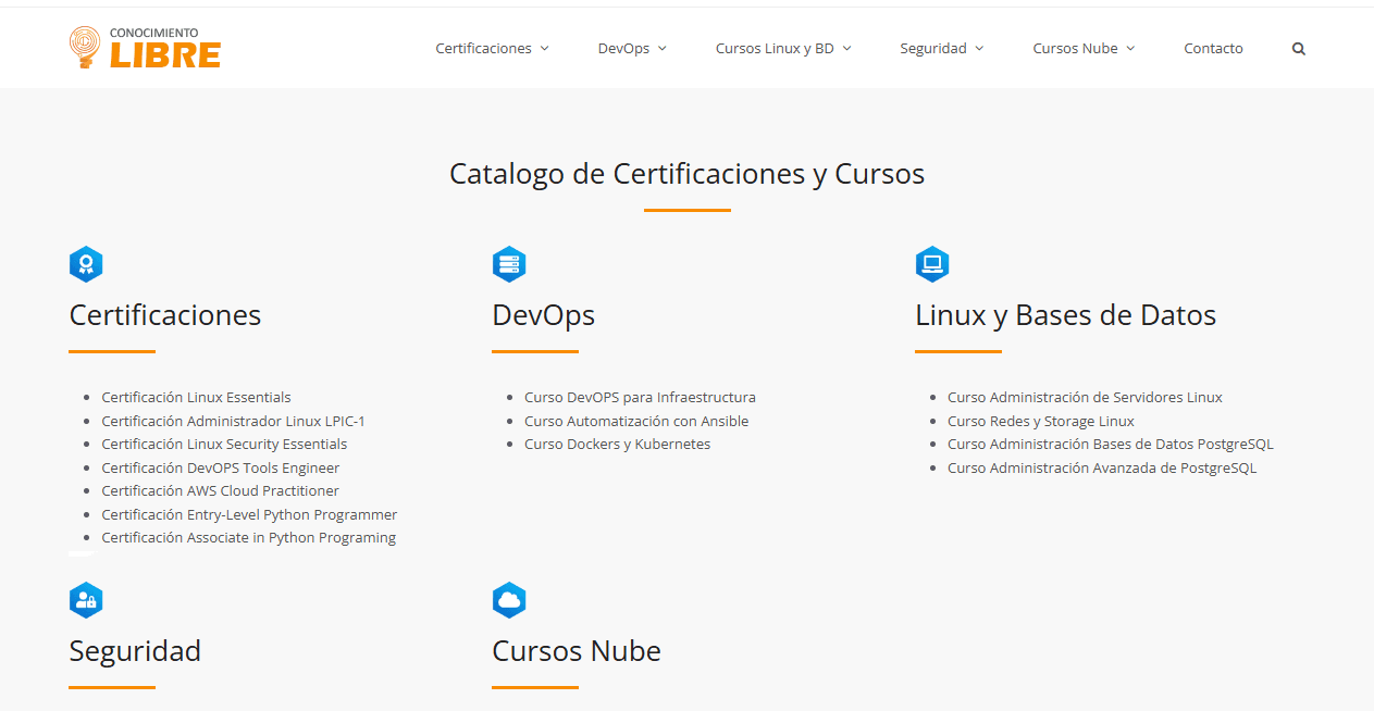 Catálogo de Cursos y Certificaciones | Conocimiento Libre